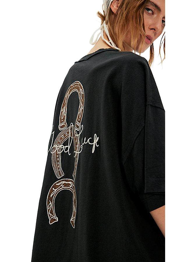 FREE PEOPLE Free People "Good Luck" Graphic Oversized T-Shirt